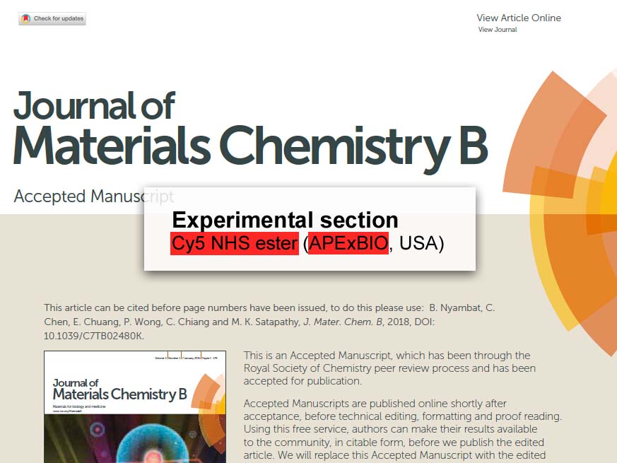 美国APExBIO中文官网 - Cy5 NHS ester | Dye for labeling amine-containing molecules