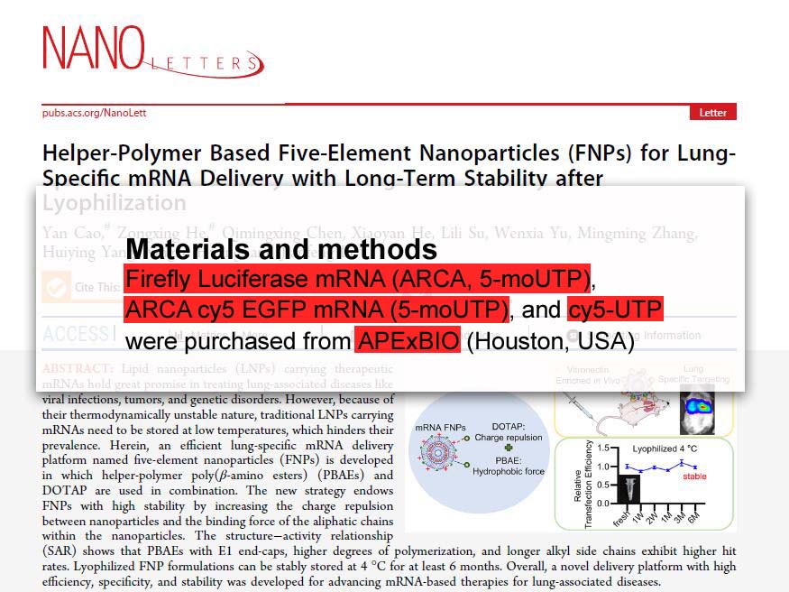 美国APExBIO中文官网 - Firefly Luciferase mRNA (ARCA, 5-moUTP)