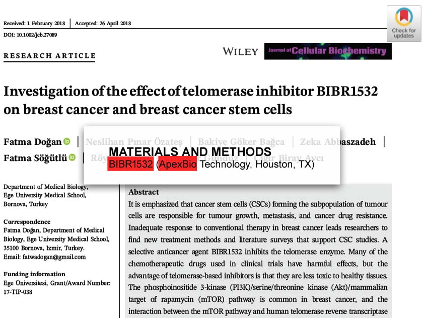 美国APExBIO中文官网 - BIBR 1532|Telomerase inhibitor,novel and selective|CAS ...