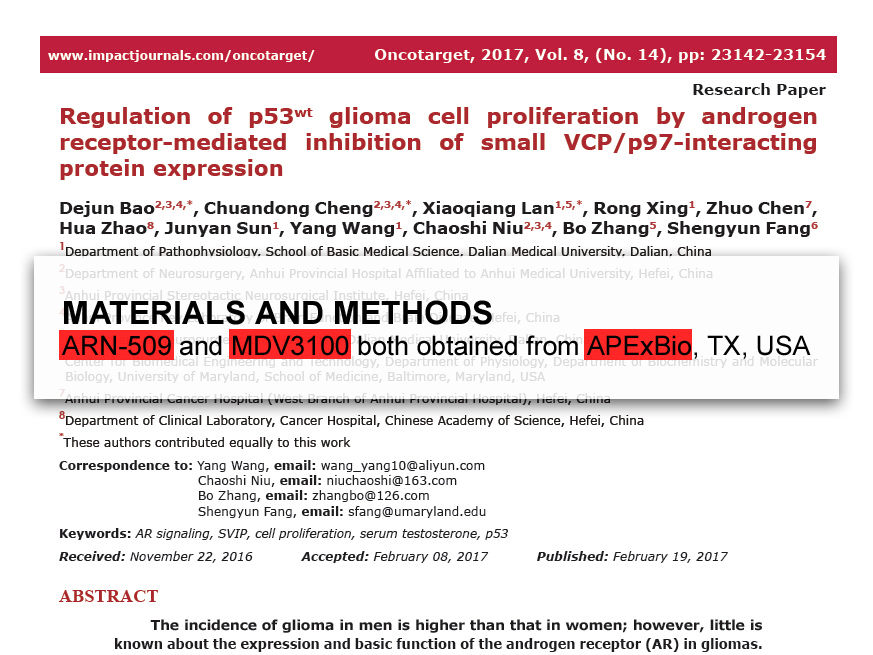 美国APExBIO中文官网 - MDV3100 (Enzalutamide)|Androgen receptor antagonist|CAS# 915087-33-1