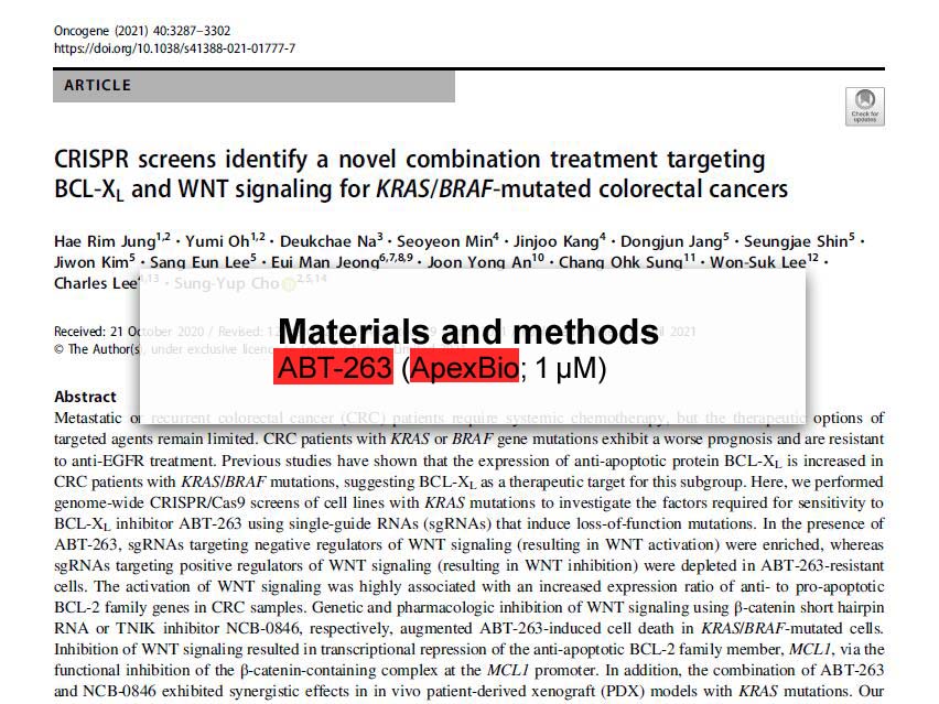 美国APExBIO中文官网 - ABT-263 (Navitoclax) | Potent Bcl-2 family inhibitor ...