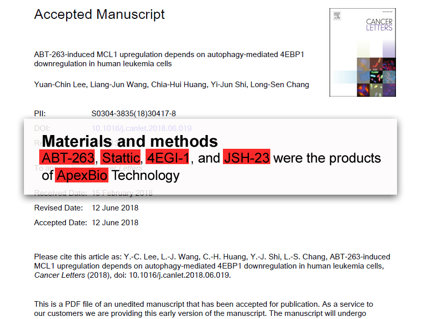美国APExBIO中文官网 - ABT-263 (Navitoclax) | Potent Bcl-2 family inhibitor ...