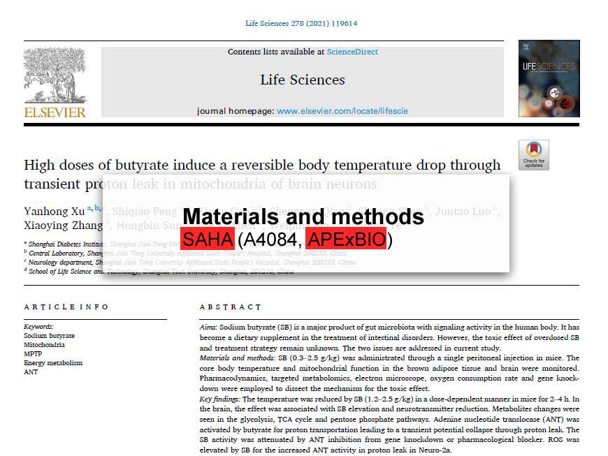 美国APExBIO中文官网 - Vorinostat (SAHA, MK0683)|HDAC inhibitor|CAS# 149647-78-9