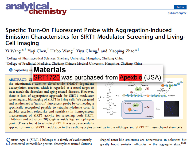 SRT1720 HCl – SIRT1 Activator | APExBIO