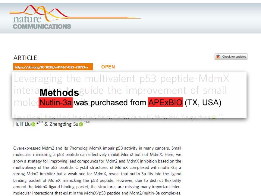 APExBIO - Nutlin-3|MDM2 antagonist,inhibits MDM2-p53 interaction|CAS ...