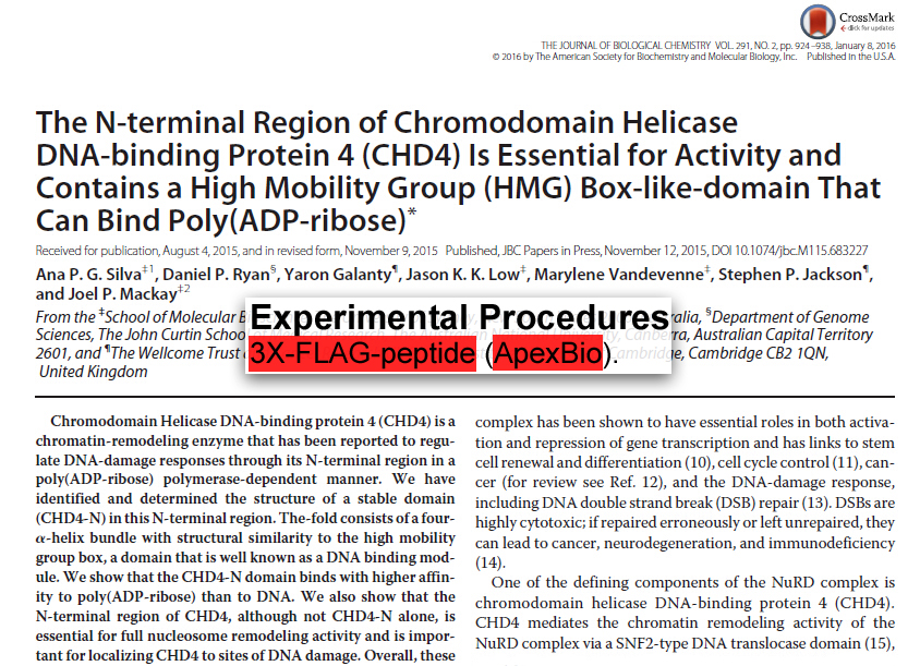 美国APExBIO中文官网 - 3X FLAG Peptide|Synthetic peptide tag