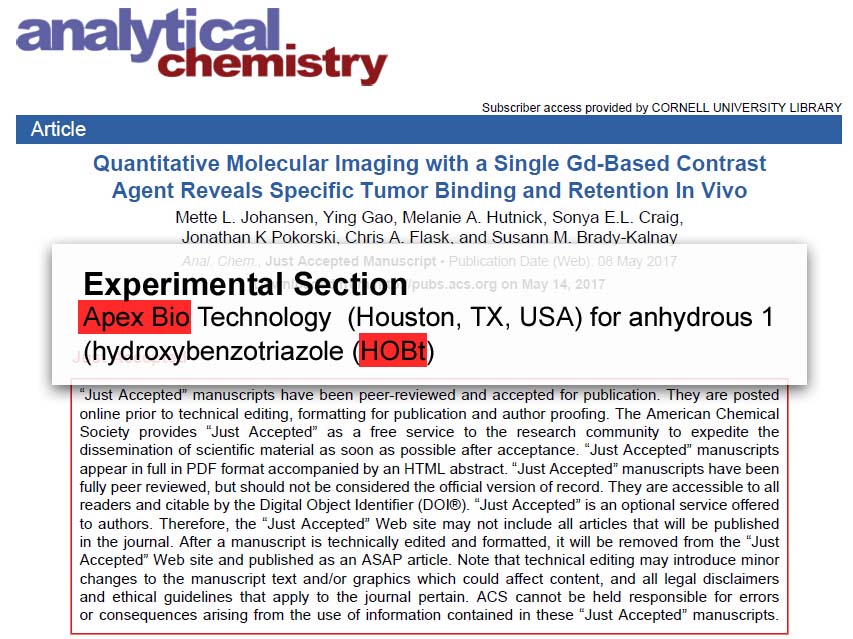 美国APExBIO中文官网 - HOBt|Racemization inhibitor|CAS# 2592-95-2