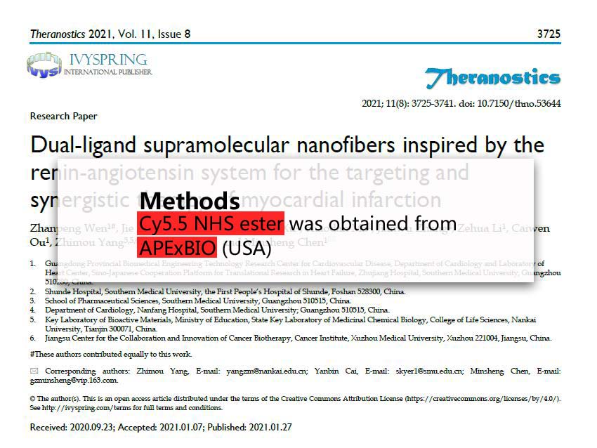 美国APExBIO中文官网 - Cy5.5 NHS ester (non-sulfonated) | Reactive fluorescence dye
