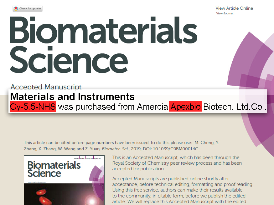 美国APExBIO中文官网 - Cy5.5 NHS ester (non-sulfonated) | Reactive fluorescence dye