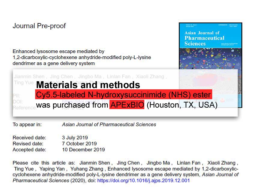 Cy5.5 NHS ester 10mM (in 1mL DMSO) - Reactive Fluorescent Labeling Dye | APExBIO