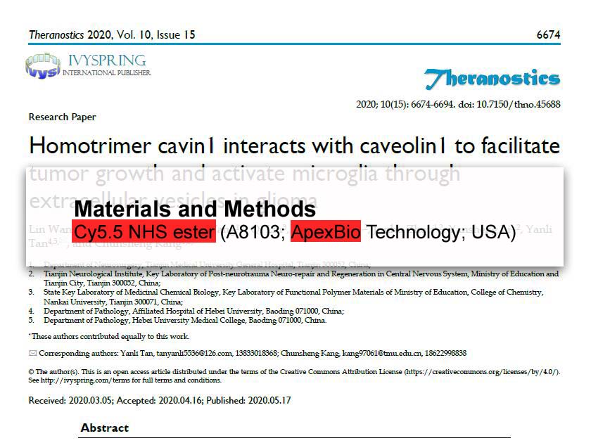 Cy5.5 NHS ester 10mM (in 1mL DMSO) - Reactive Fluorescent Labeling Dye | APExBIO