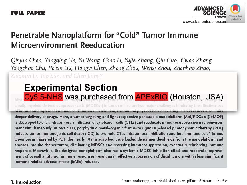 Cy5.5 NHS ester 10mM (in 1mL DMSO) - Reactive Fluorescent Labeling Dye | APExBIO