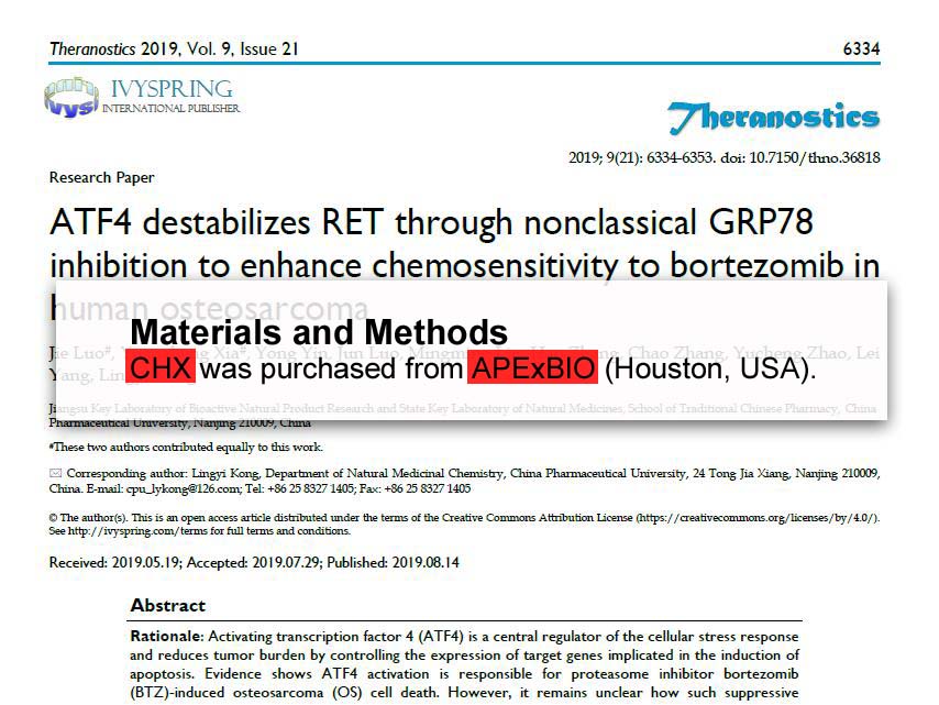 Cycloheximide – Protein Synthesis Inhibitor | APExBIO