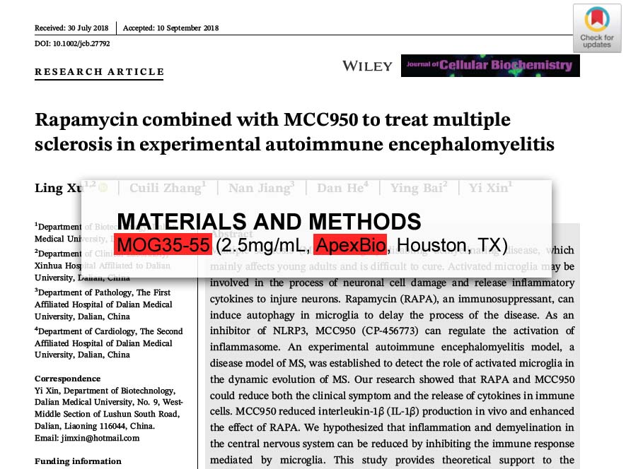 美国APExBIO中文官网 - MOG (35-55)|Minor component of CNS myelin|CAS# 149635-73-4