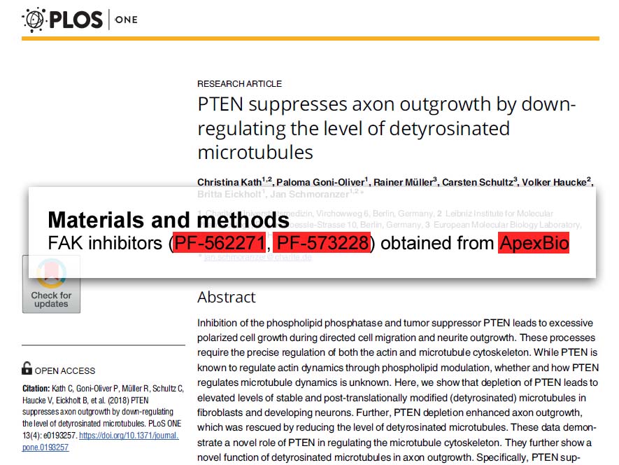 美国APExBIO中文官网 - PF-562271|ATP-competitive FAK inhibitor, reversible|CAS ...