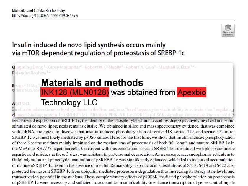 INK 128 (MLN0128) - Potent mTORC1/2 Inhibitor | APExBIO