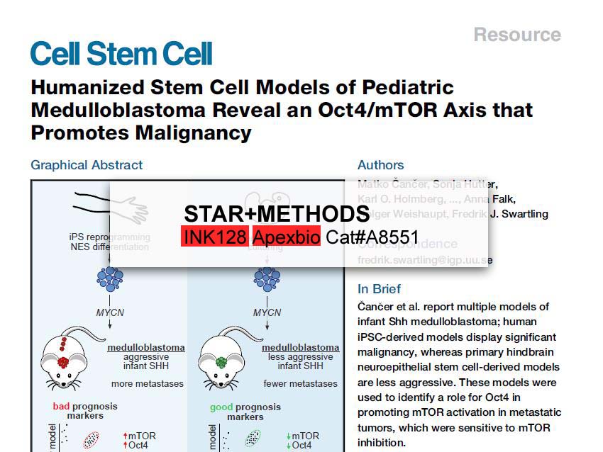 美国APExBIO中文官网 - INK 128 (MLN0128)|MTOR(TORC-1/-2) inhibitor,potent and ...
