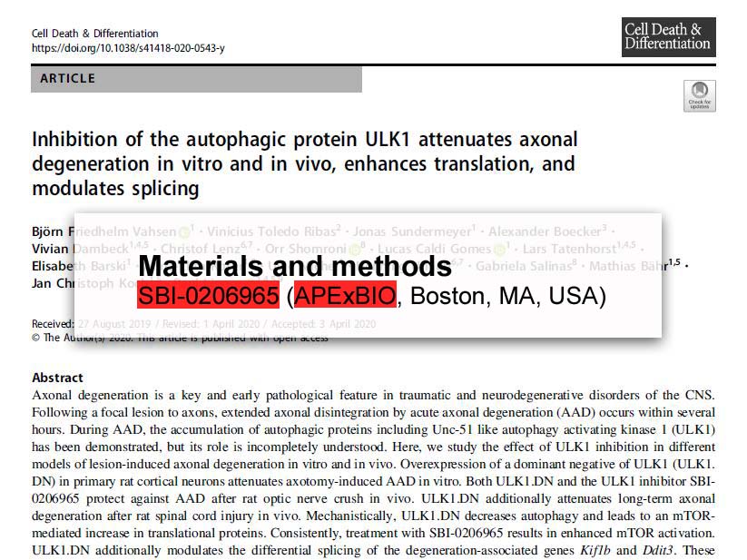 美国APExBIO中文官网 - SBI-0206965 | ULK1 inhibitor | 1884220-36-3