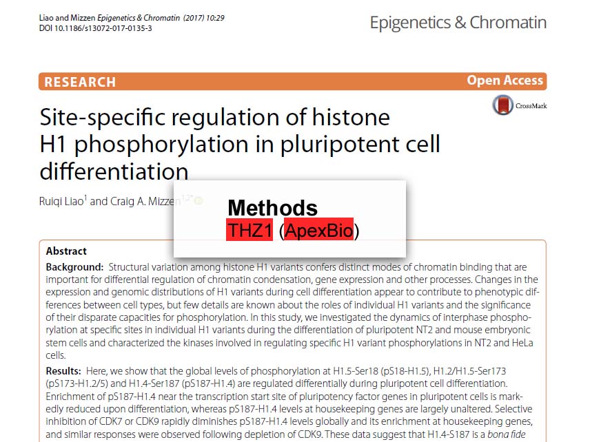美国APExBIO中文官网 - THZ1|Covalent CDK7 inhibitor,potent and selective