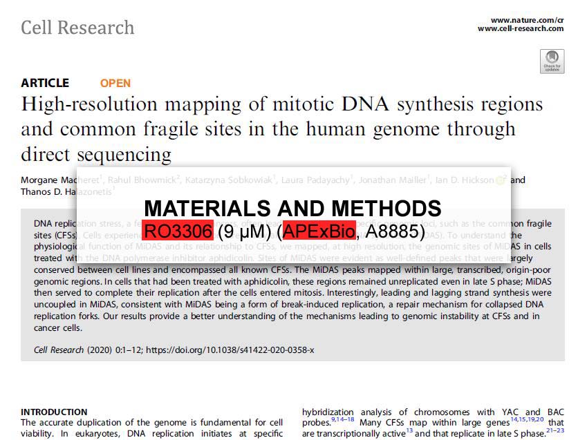 美国APExBIO中文官网 - Ro 3306 | An ATP-competitive, potent CDK1 inhibitor