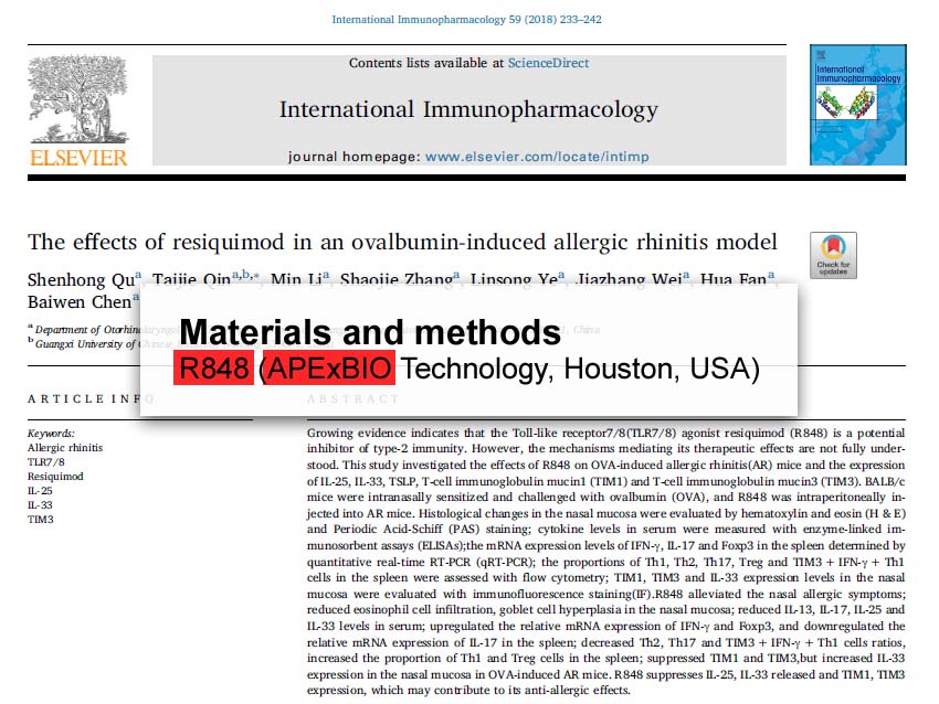 APExBIO - Resiquimod|Immune response modifier|CAS# 144875-48-9