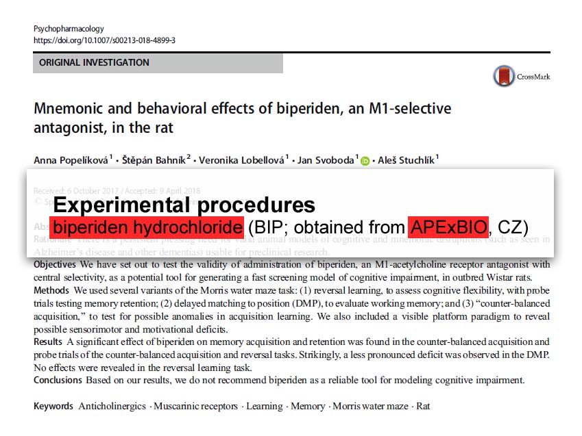 Biperiden HCl - Anticholinergic Agent for Neurological Research | APExBIO
