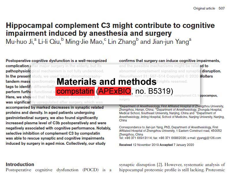 Compstatin - Complement System Inhibitor | APExBIO